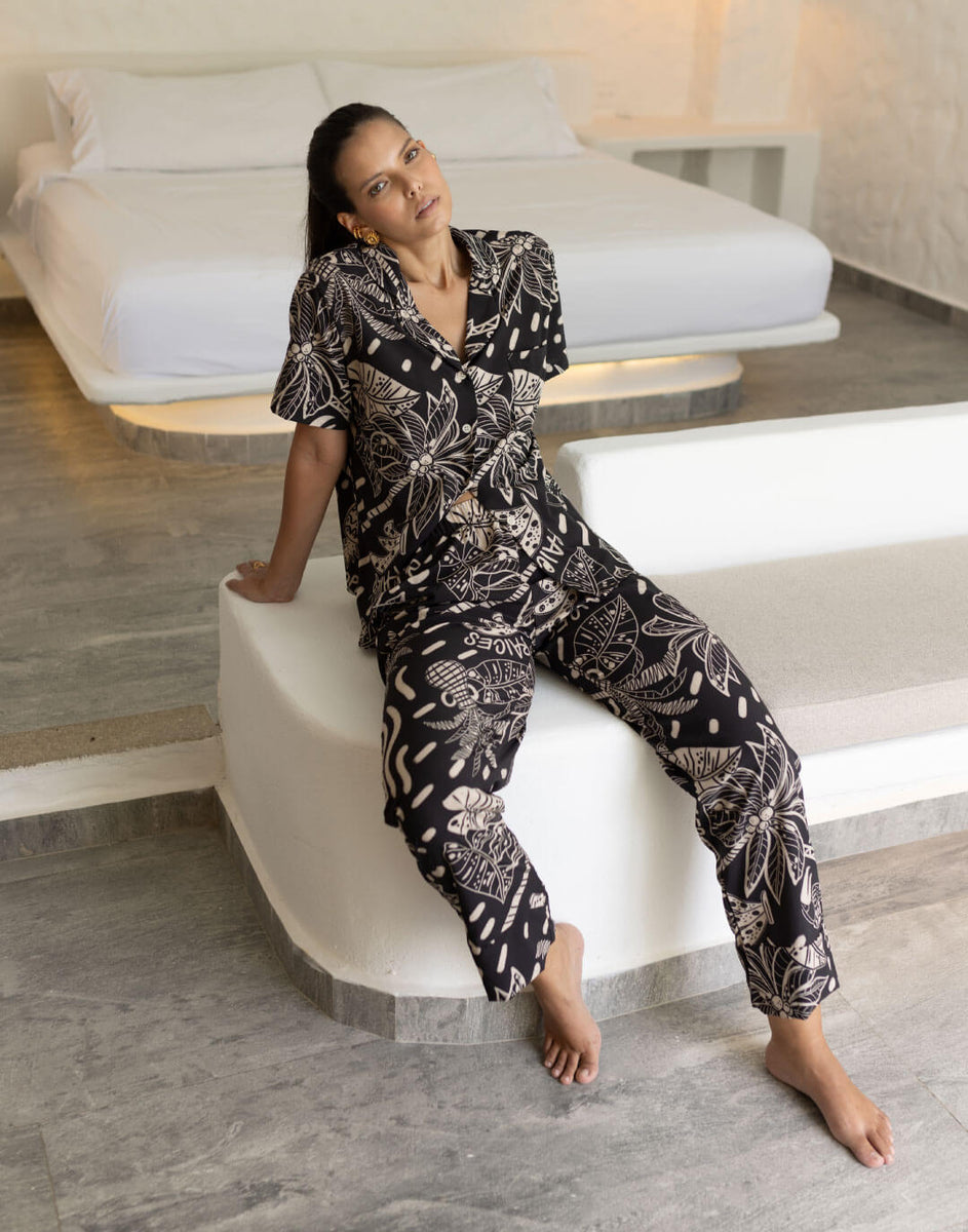 TRÓPICO NEGRO SET PANTS / SHORT SLEEVE SHIRT – LAURENTINA USA